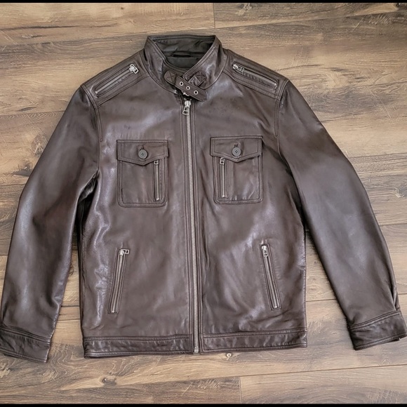 7 Diamonds | Jackets & Coats | 7 Diamonds Leather Jacket Brown Xl ...